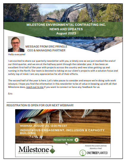 Read our latest Newsletter - August 2023 - Milestone Environmental ...