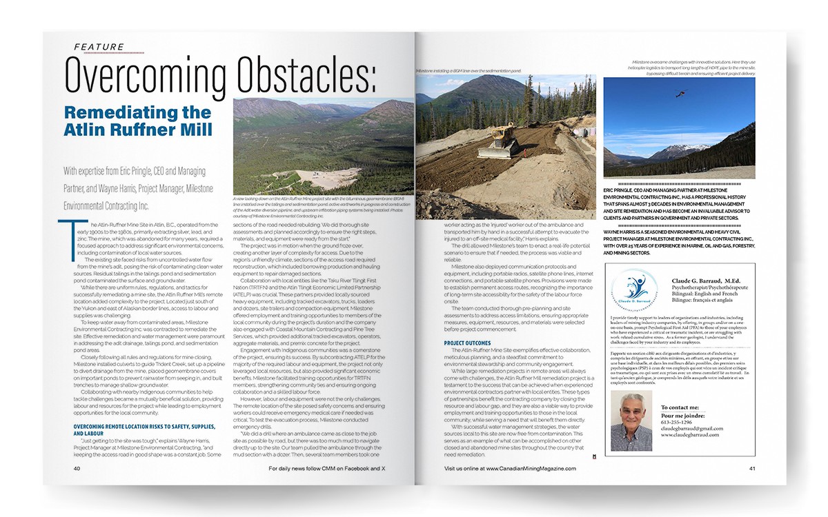 Canadian Mining Magazine: Atlin Ruffner Mill Remediation - Milestone ...